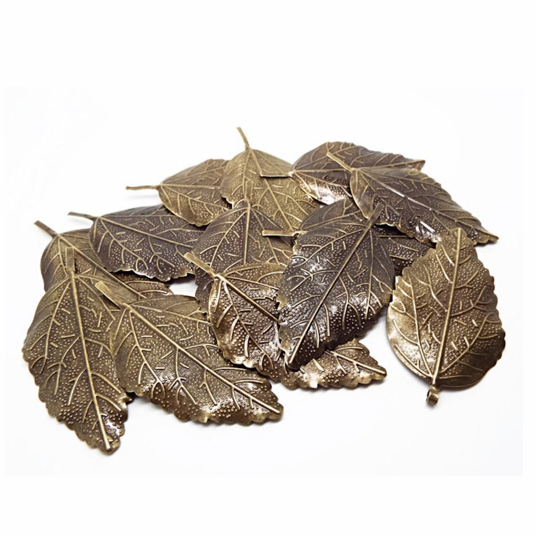 Large Bronze Leaf Pendants, 65mm Leaf Embellishments, Pack of 10 or 20 ...