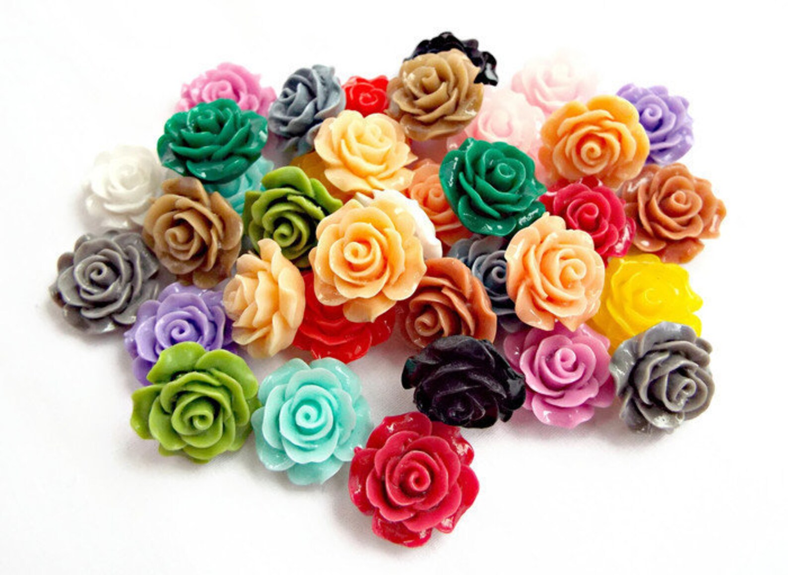 30 Flower Cabochons 20mm Rose Cabochons Flower | Etsy