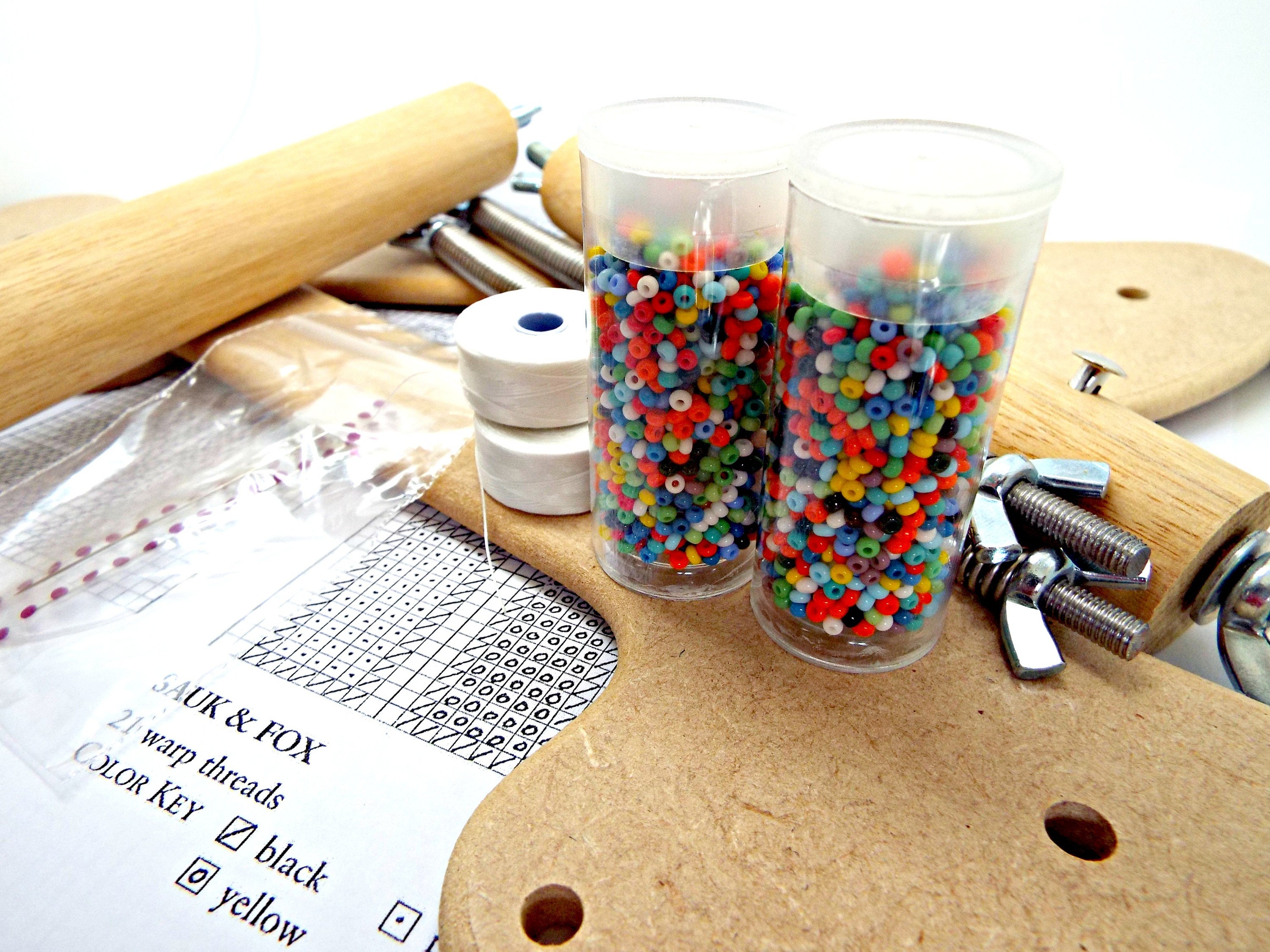 Wooden Bead Loom Kit Extra Wide, DIY Beaded Jewelry Making, Bead ...