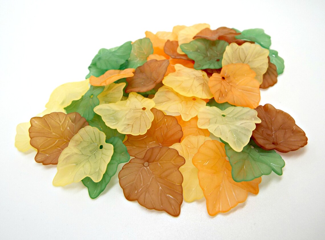 50 Mixed Leaves Frosted Leaves 4 Color Pack Acrylic Leaves - Etsy