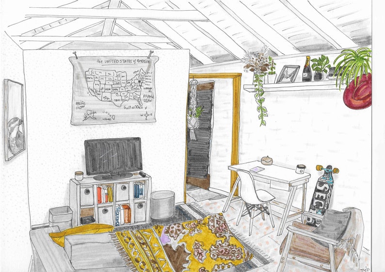 Custom Made Drawing of Your House or Interior - Etsy