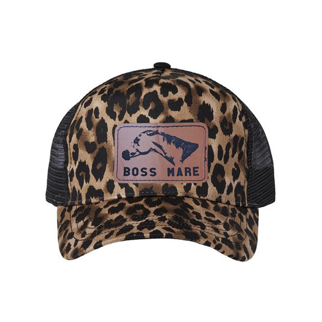 The Boss Mare Leopard Print Patch Hat Women Girl Cheetah Animal Horse ...
