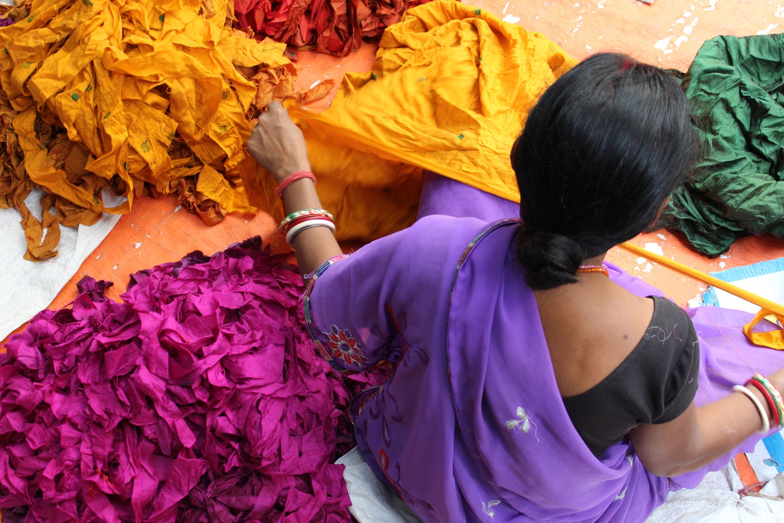 Recycled Sari Silk Ribbon Spotted Blue 132 | Etsy