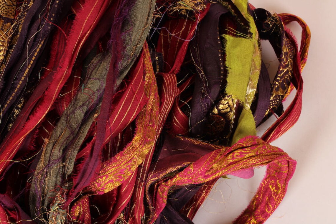 Recycled Sari silk ribbon Sari Borders 139 Recycled Sari | Etsy