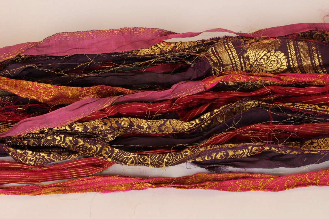 Recycled Sari silk ribbon Sari Borders 139 Recycled Sari | Etsy