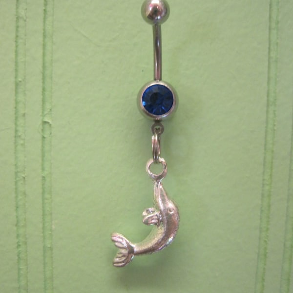 Dark Blue Belly Button Ring - Etsy