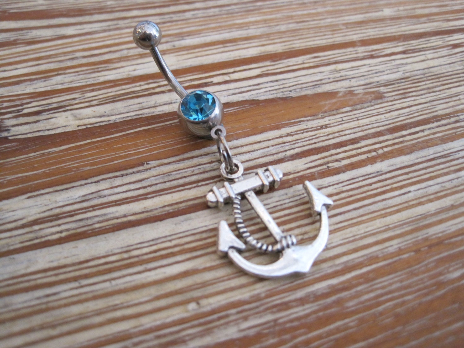 Belly Button Ring Body Jewelry Anchor With Rope and Lt. | Etsy
