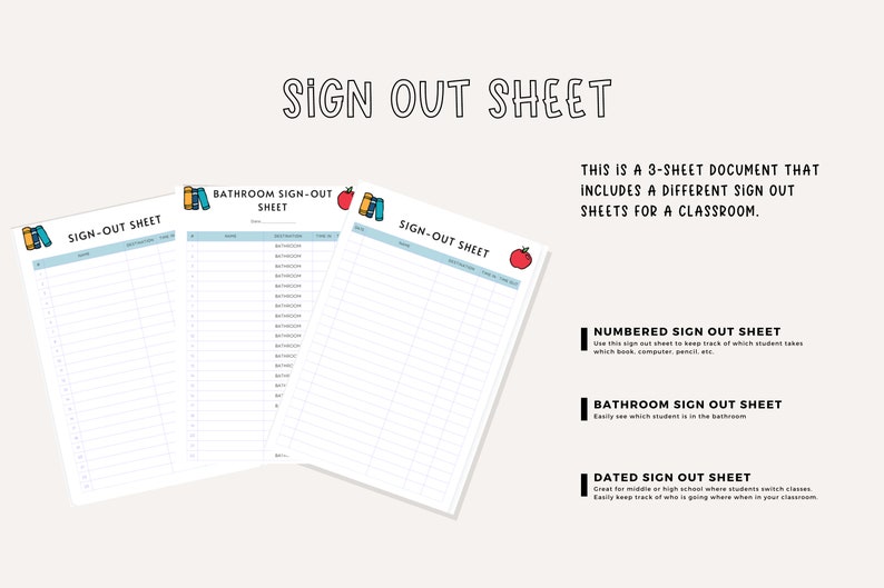 Classroom Sign-out Sheet - Etsy