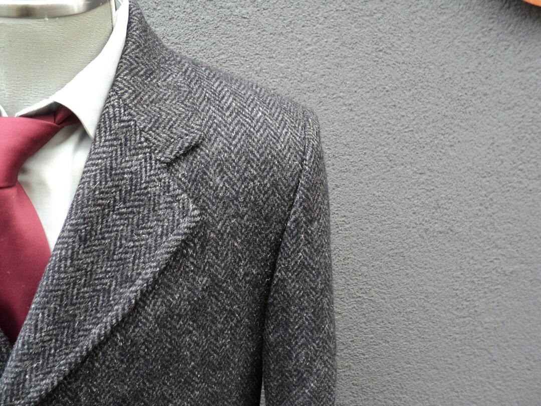 Vintage TWEED Overcoat / 1980s Long Tweed Coat 40 Medium / Full Length ...