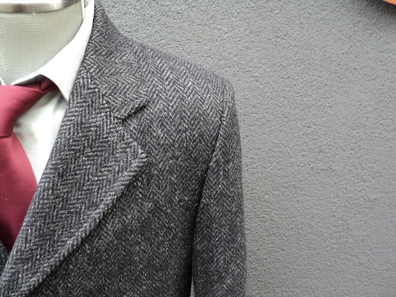 Vintage TWEED Overcoat / 1980s Long Tweed Coat 40 Med… - Gem