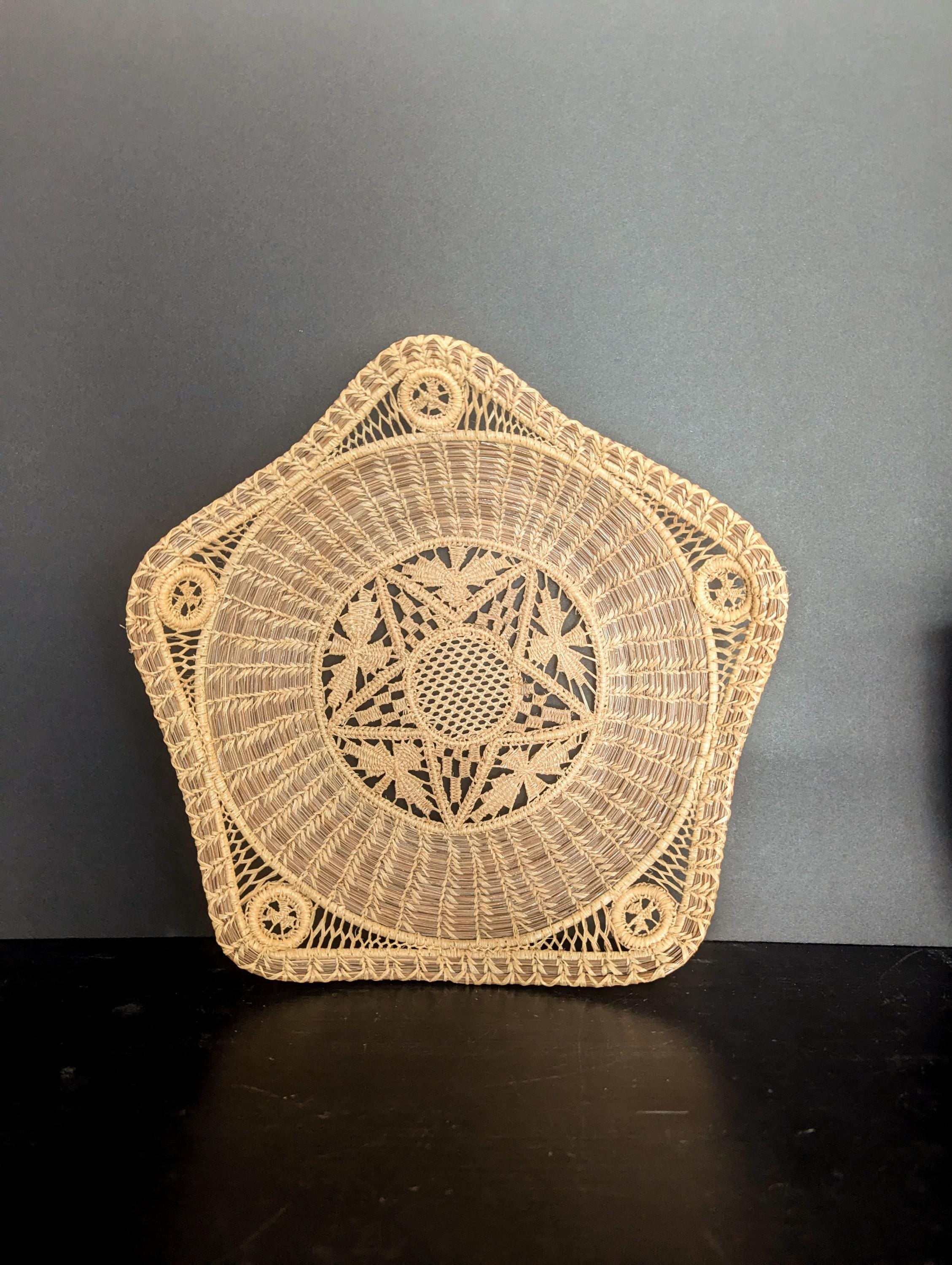 70s Tenerife Lace Pine Needle Star-shaped Basket - Etsy