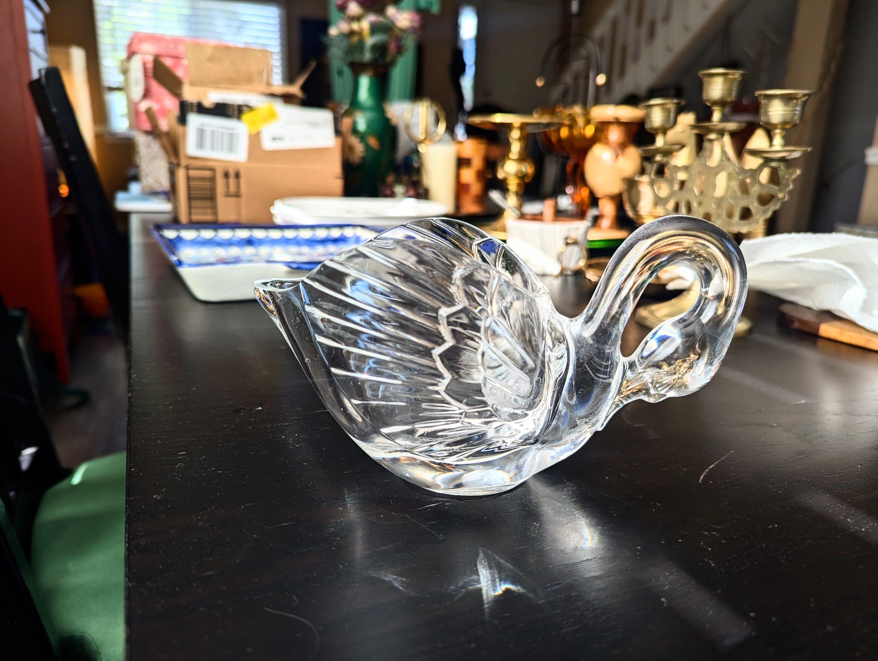 Clear Glass Swan Trinket Bowl/creamer - Etsy