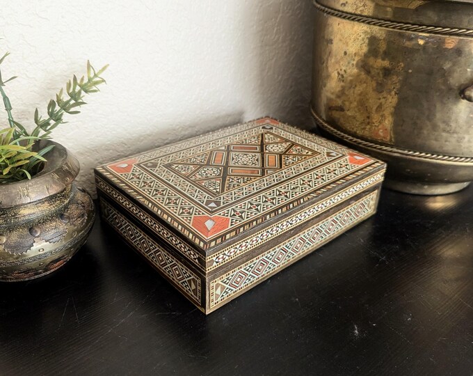 Syrian Khatam Marquetry Inlaid Mosaic Wooden Box - Etsy