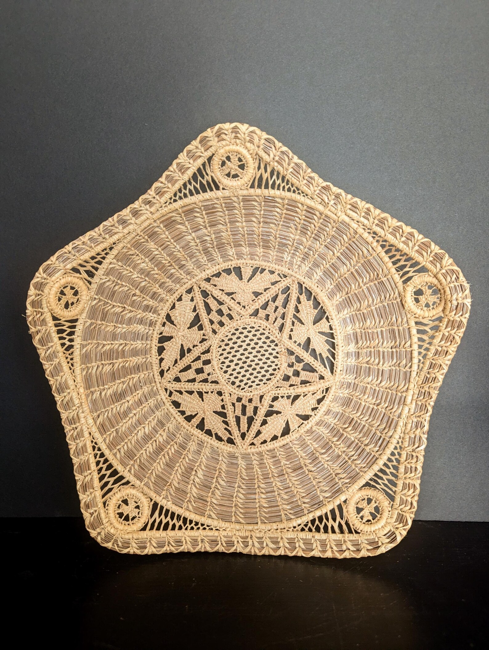 70s Tenerife Lace Pine Needle Star-shaped Basket - Etsy