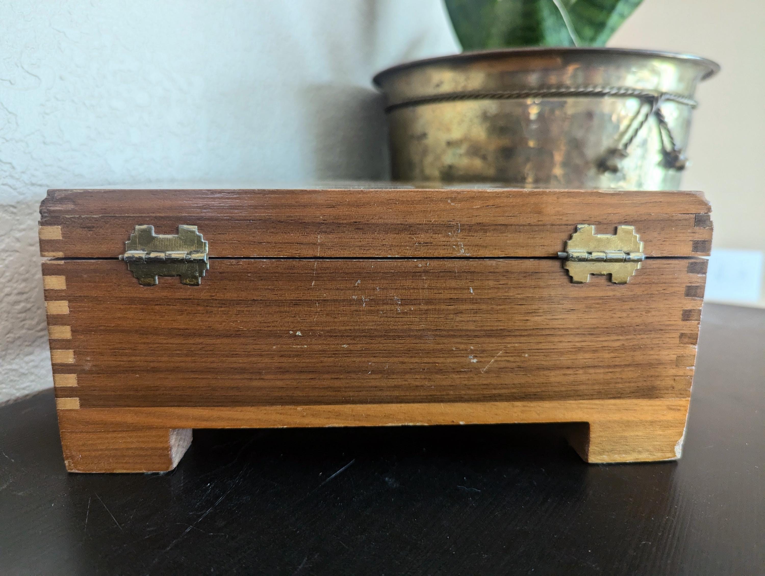 Vintage Inlaid Wooden Jewelry Box With Dovetail Joints - Etsy