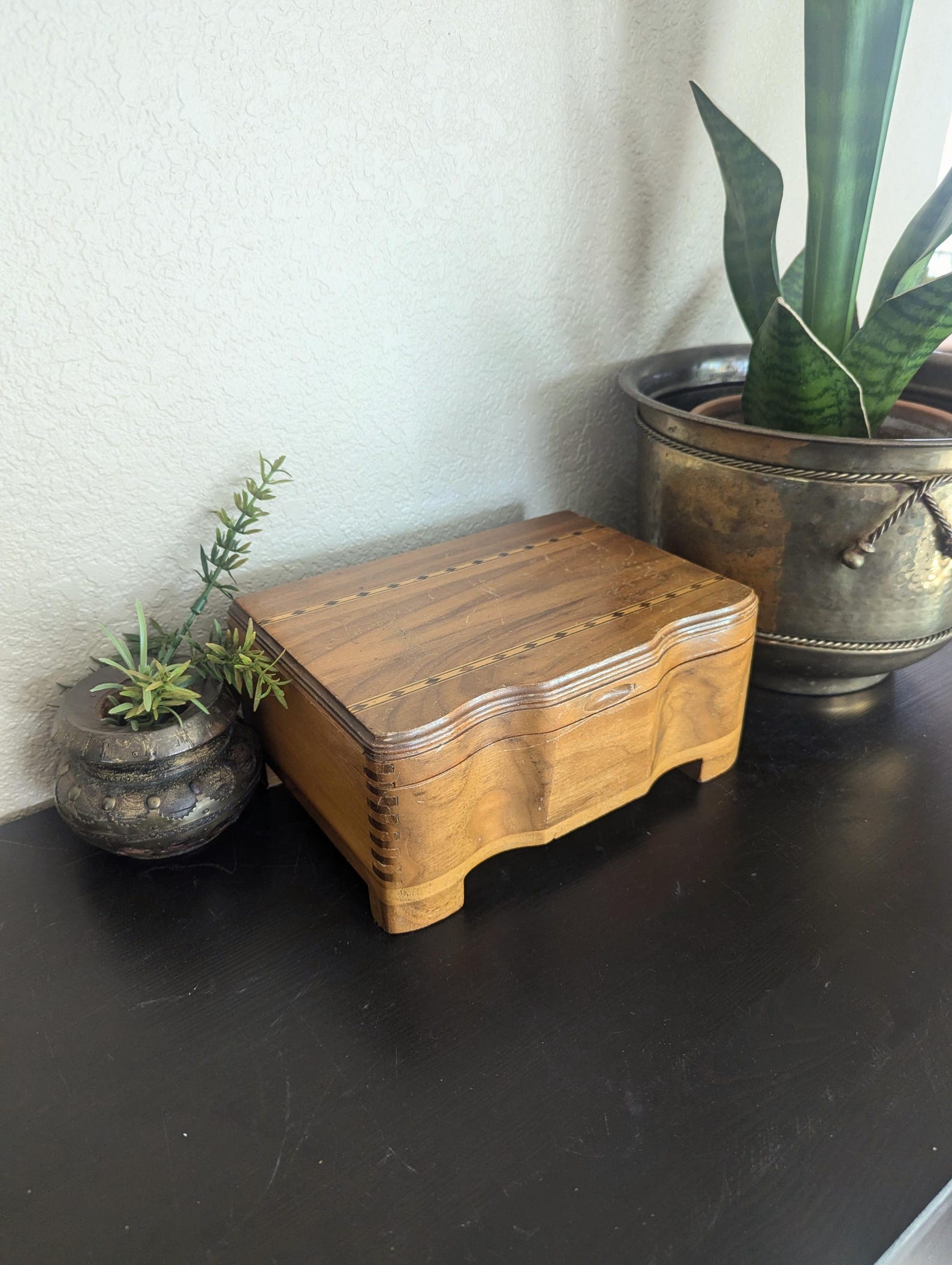 Vintage Inlaid Wooden Jewelry Box With Dovetail Joints - Etsy