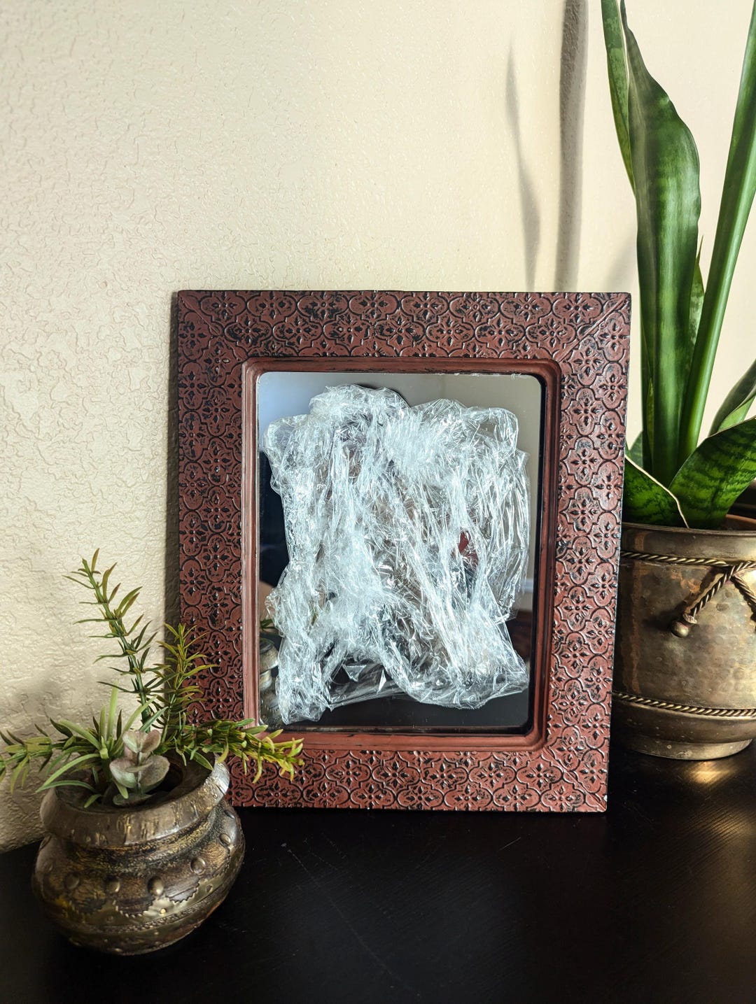 Brick Red Framed Mirror With Moroccan Patterned Texture - Etsy