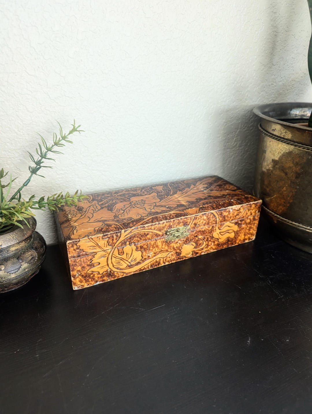 Antique 1906 Pyrography Wood-burned Signed Jewelry Box - Etsy