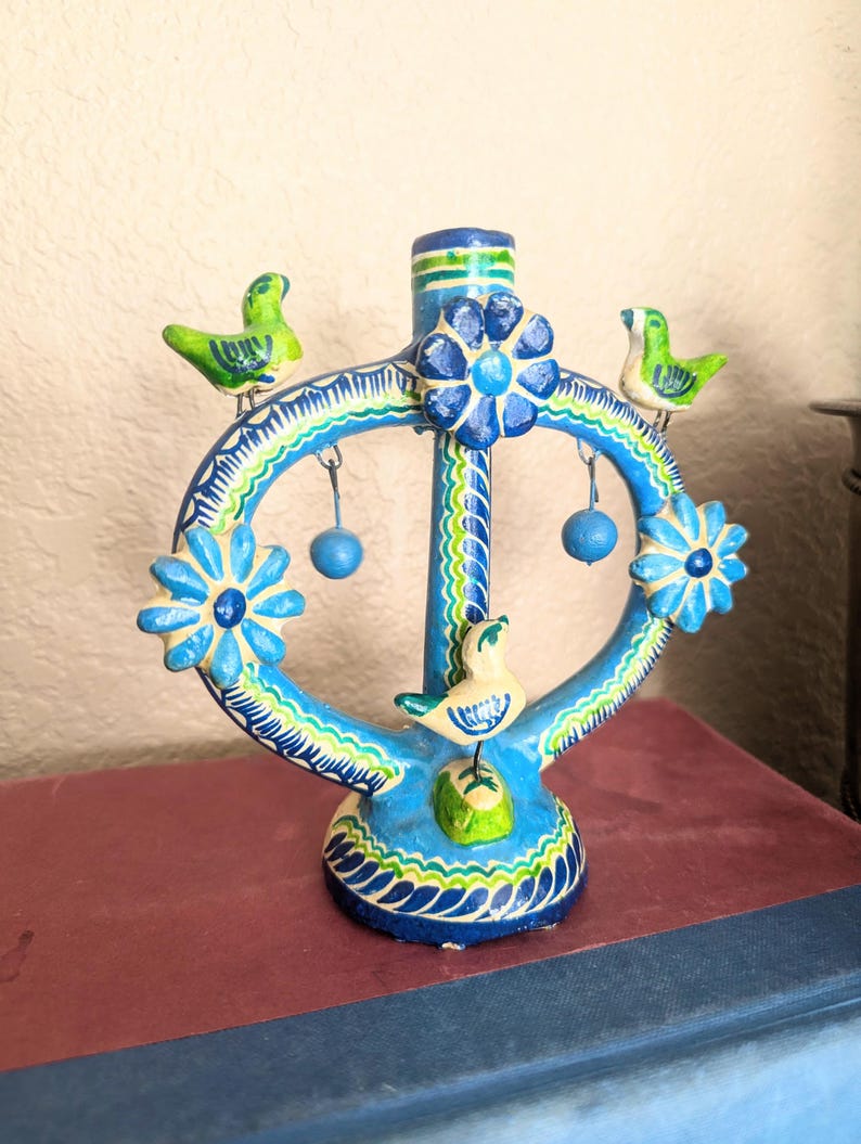 Vtg Mexican Folk Art Tree of Life Candleholder - Etsy