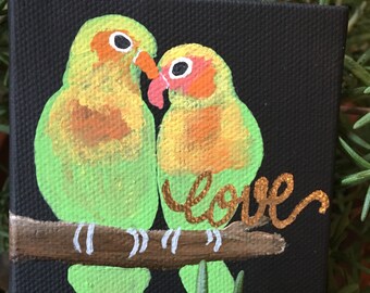 Lovebirds painting | Etsy
