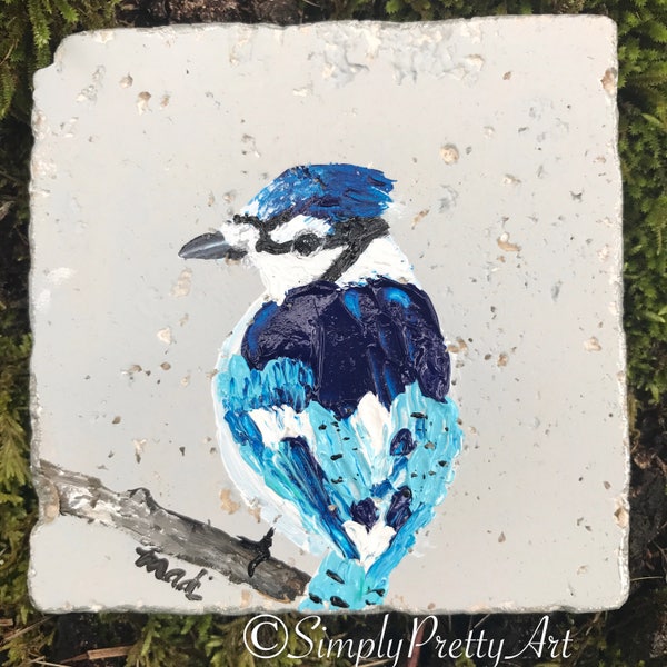 Textured Art Blue Jay - Etsy