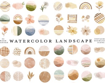 64 Boho Instagram Highlight Covers Story Icons Watercolor | Etsy
