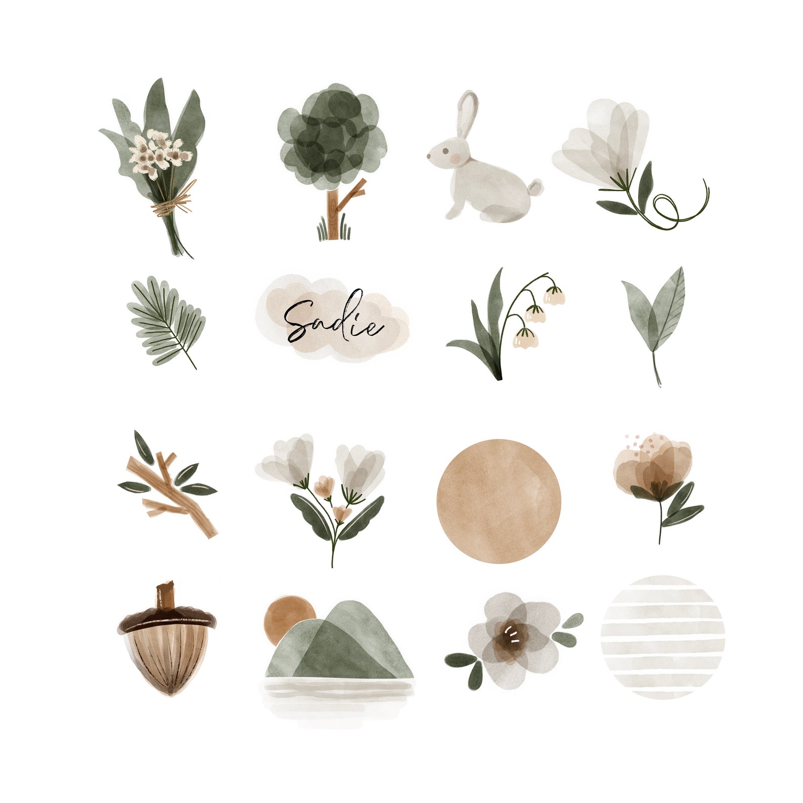 64 Boho Watercolor Woodland Animal Clipart Hand Painted - Etsy