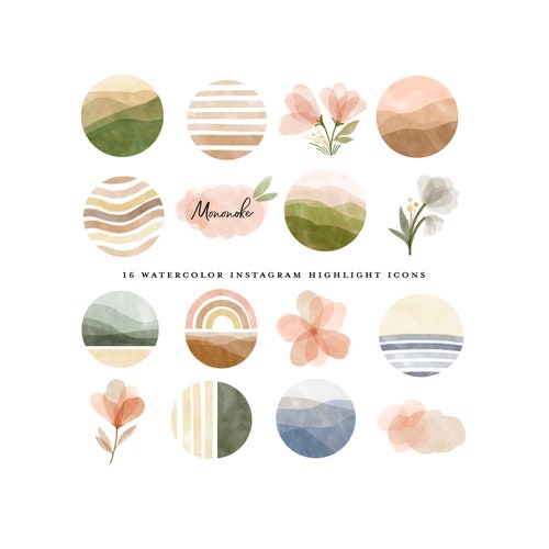 Boho Instagram Story Highlight Icons Mountains Trees Hills - Etsy