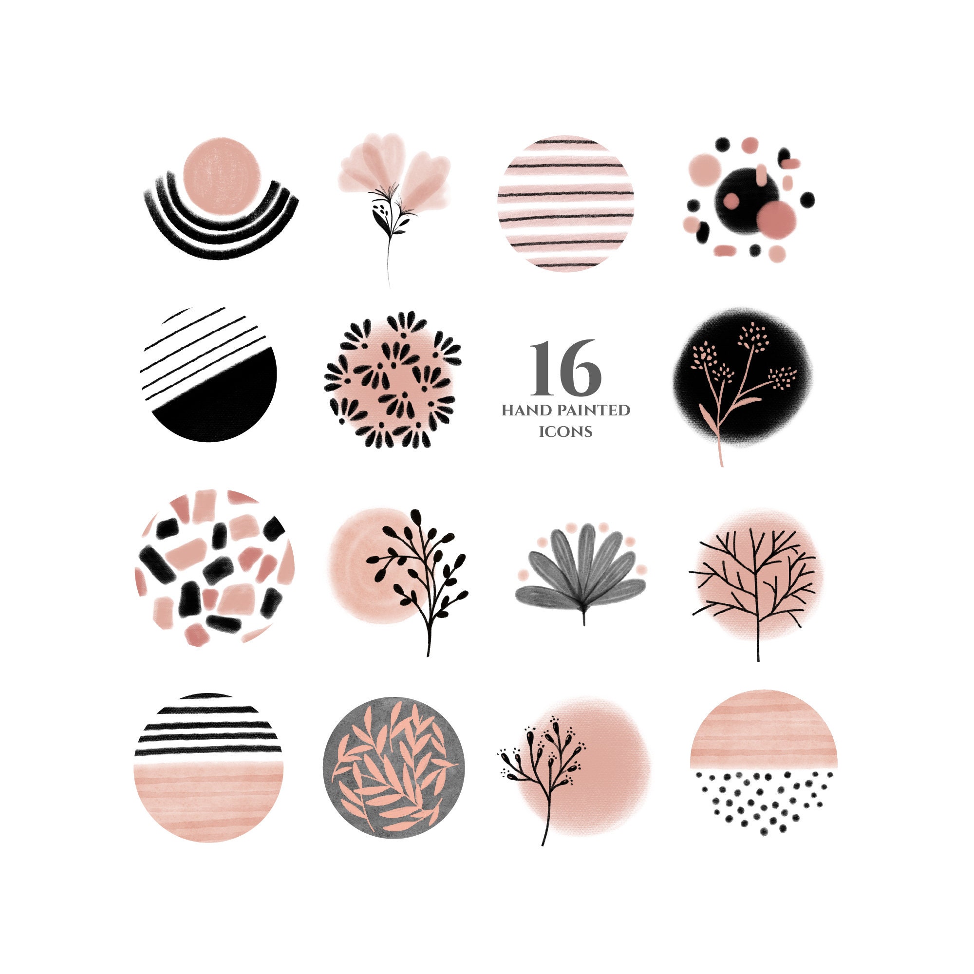 Instagram Story Highlight Icons Pink Neutral Blush Black and | Etsy Canada