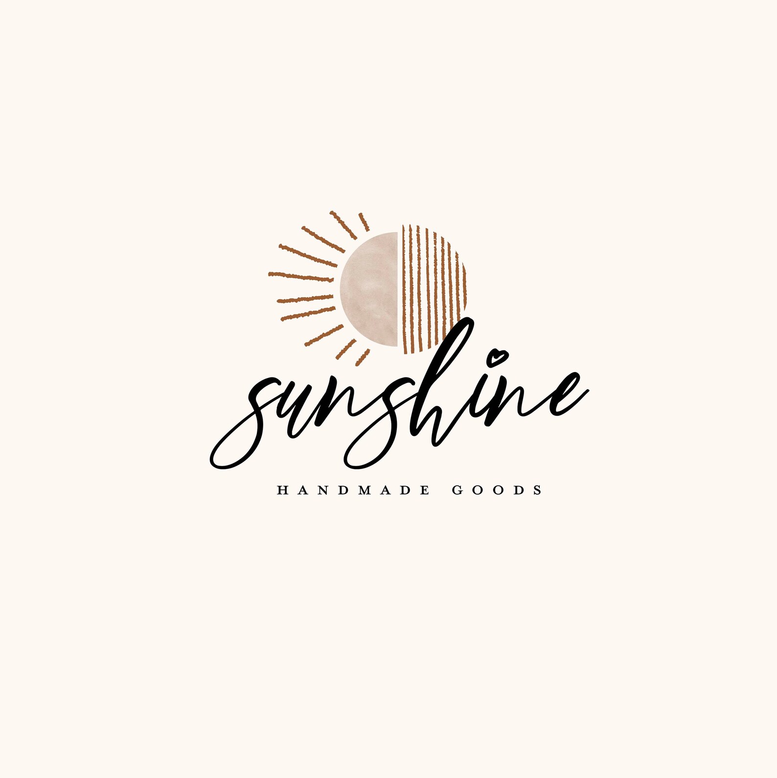 Premade Boho Logo Design Sunset Sunrise Sunshine Nature Hand Drawn Kids ...