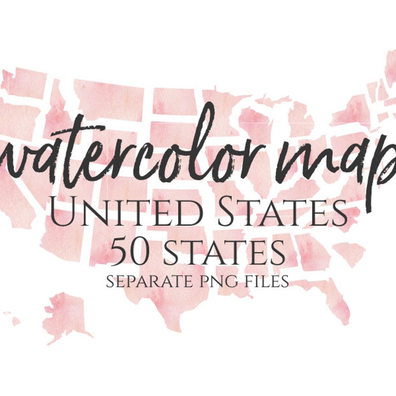 Watercolor Map of Us - Etsy