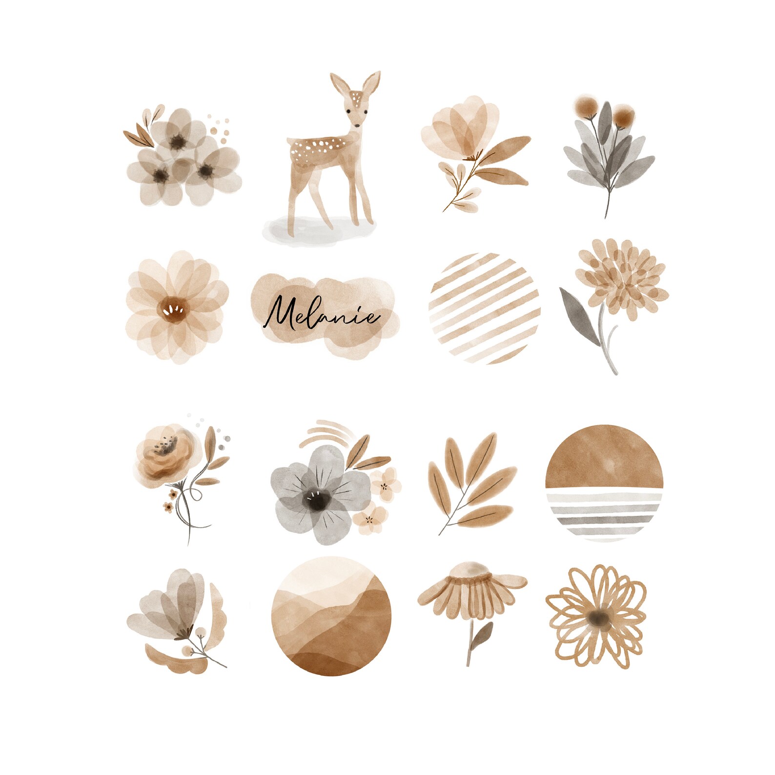 64 Boho Watercolor Woodland Animal Clipart Hand Painted - Etsy