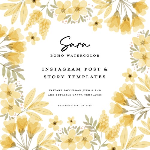 Boho Flowers Digital Paper Boho Floral Seamless Pattern With | Etsy