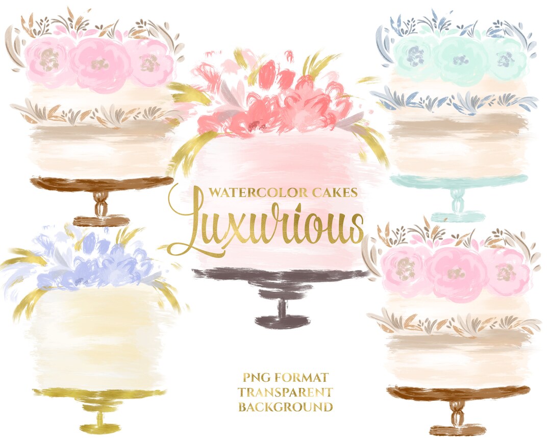 Watercolor Cake Clipart Watercolor Bakery Clipart Wedding Cake Clipart ...