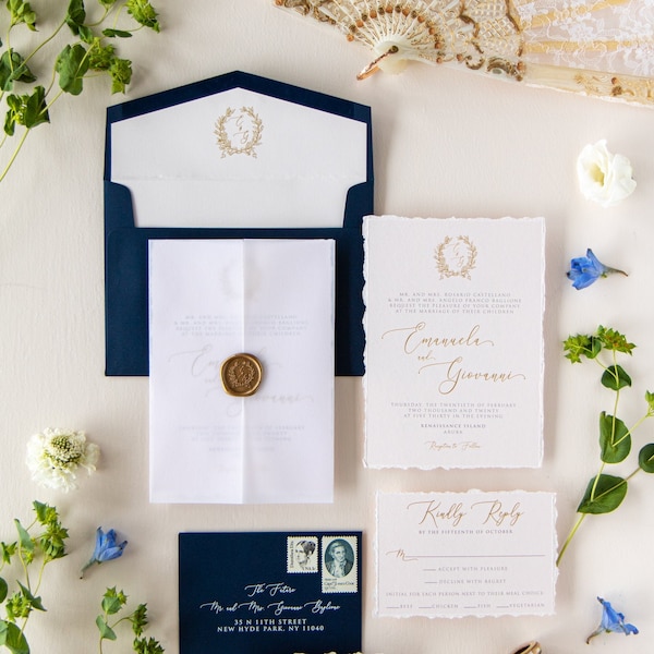 Deckled Edge Wedding Invitation - Etsy