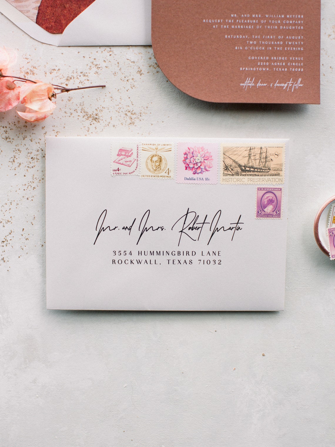 Modern Die Cut Shape Wedding Invitation with White Ink | Etsy