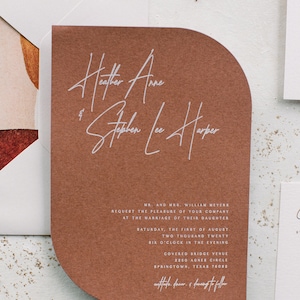 Modern Die Cut Shape Wedding Invitation With White Ink, Abstract Design ...