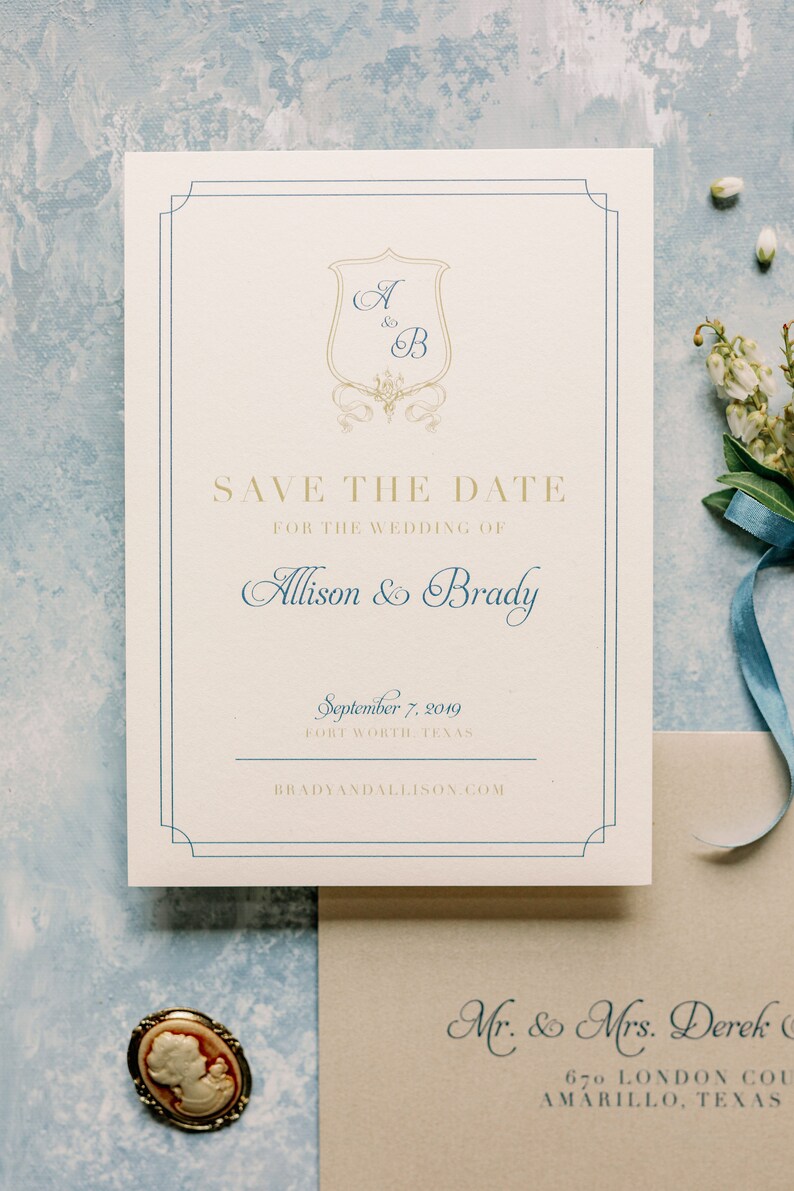 Classic & Traditional Wedding Save the Date With Monogram - Etsy