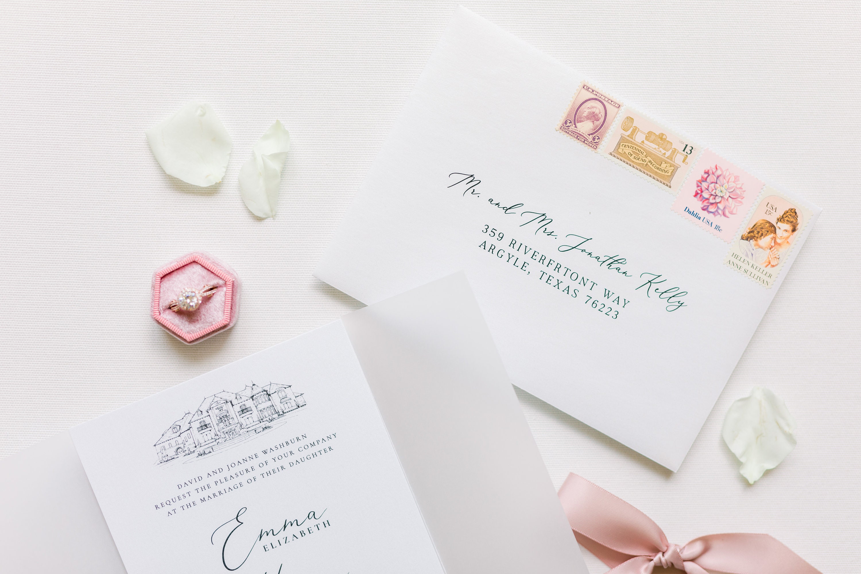 Custom Wedding Venue Sketch Illustration Invitation with Vellum Wrap in ...