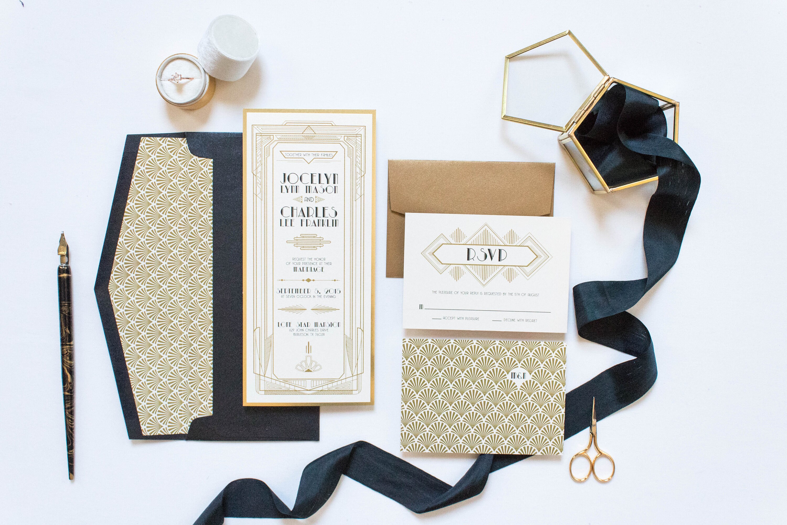 CUSTOM ORDER 4x9 Art Deco Great Gatsby Themed Gold and Black Wedding ...