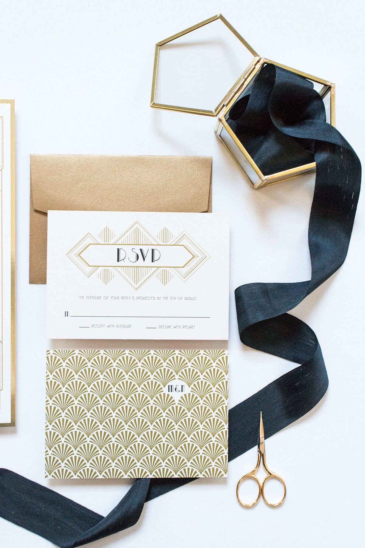 CUSTOM ORDER 4x9 Art Deco Great Gatsby Themed Gold and Black Wedding ...