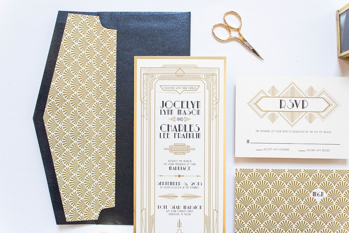 CUSTOM ORDER 4x9 Art Deco Great Gatsby Themed Gold and Black Wedding ...