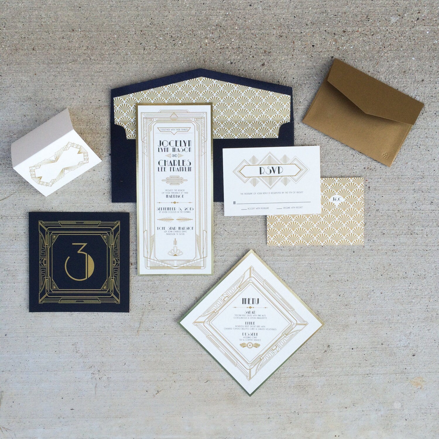 CUSTOM ORDER 4x9 Art Deco Gatsby Themed Gold and Black Wedding ...