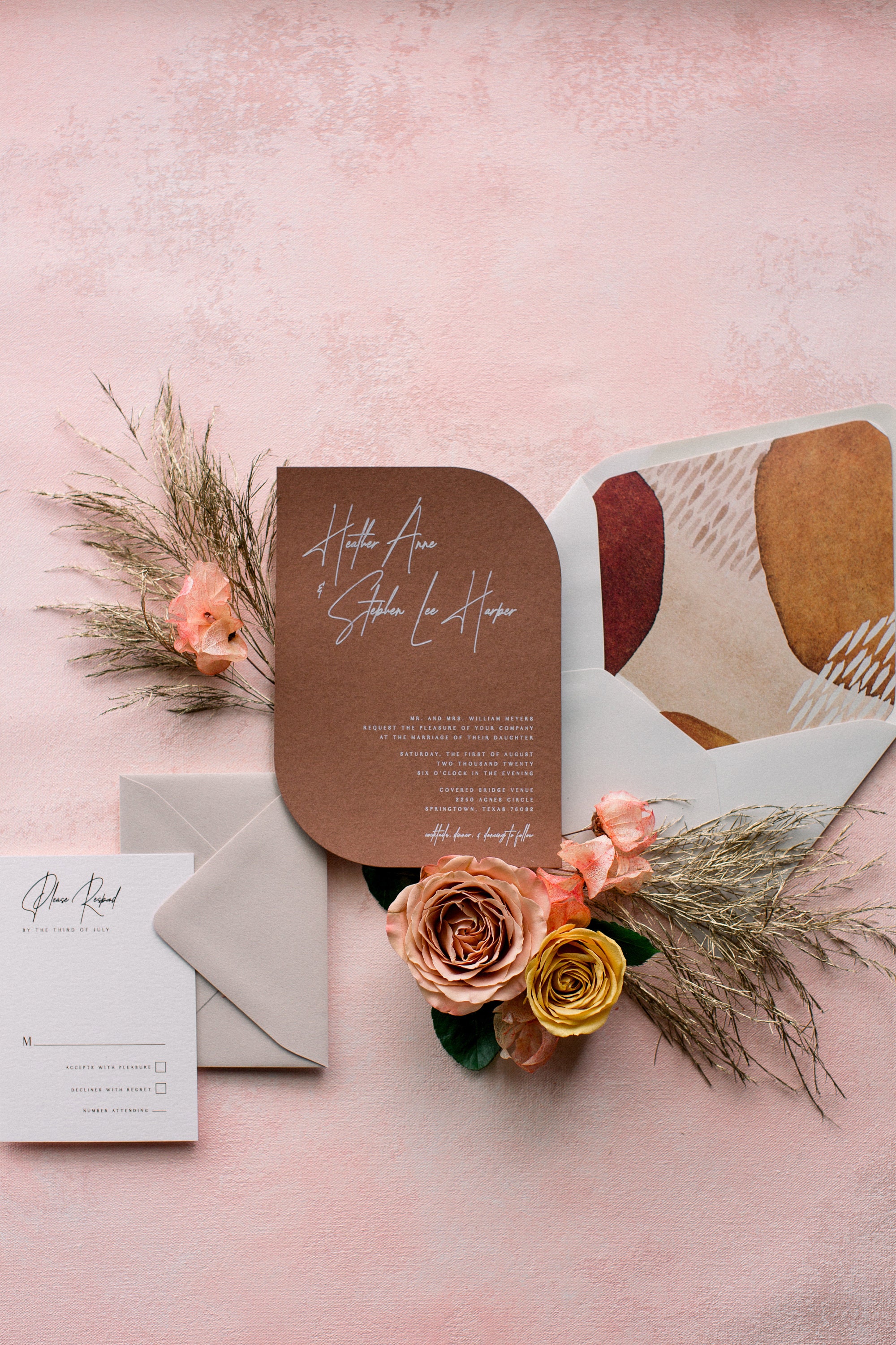 Modern Die Cut Shape Wedding Invitation with White Ink | Etsy