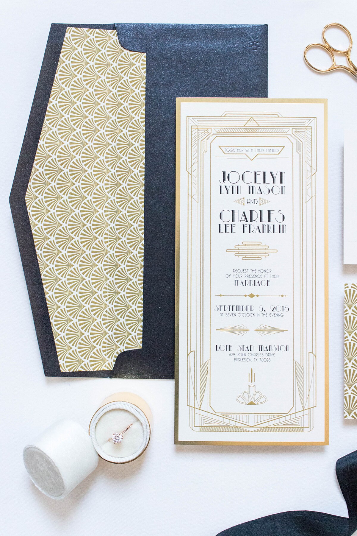 CUSTOM ORDER 4x9 Art Deco Great Gatsby Themed Gold and Black Wedding ...