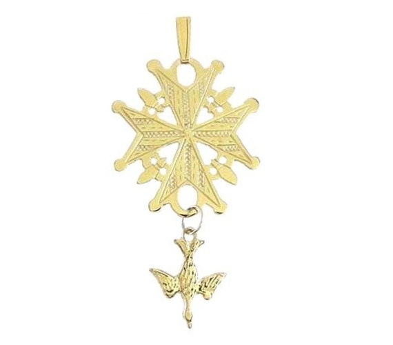 Large 9K Gold French Protestant Huguenot Cross Pendant - Etsy