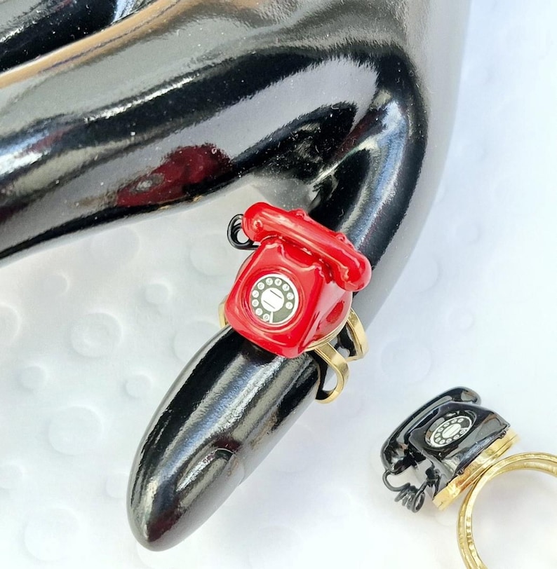 Novelty Statement Ring Food Cake Teacup Telephone Bird Adjustable Open ...