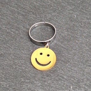 SMILEY FACE EMOJI Stainless Steel Adjustable Ring - Etsy