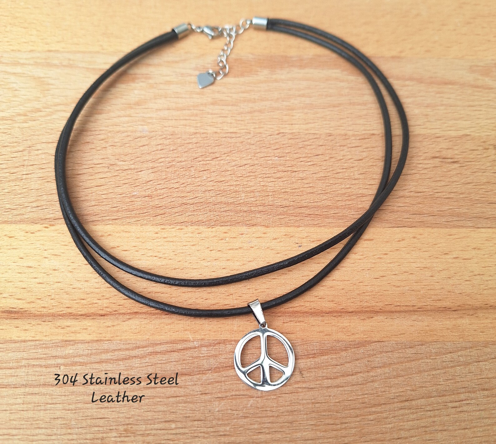 PEACE Sign LEATHER Choker Punk Gothic Necklace - Etsy
