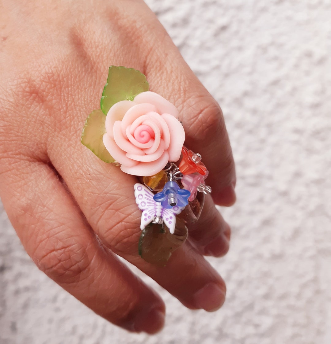 Rose Flower Statement Ring - Etsy